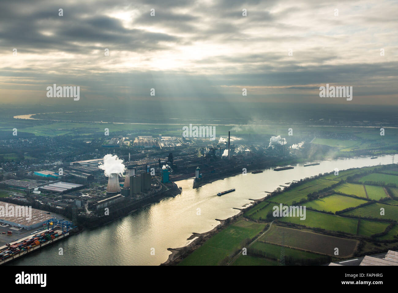 Aerial view, steelworks HKM am Rhein, steelworks Krupp-Mannesmann ...