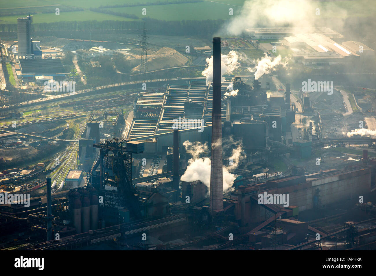 Aerial view, steelworks HKM am Rhein, steelworks Krupp-Mannesmann ...