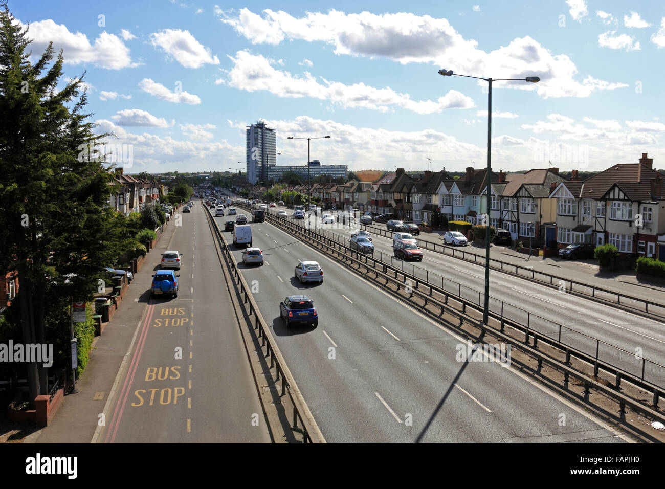 The A3 Kingston bypass road at Tolworth Surrey England UK. View south ...
