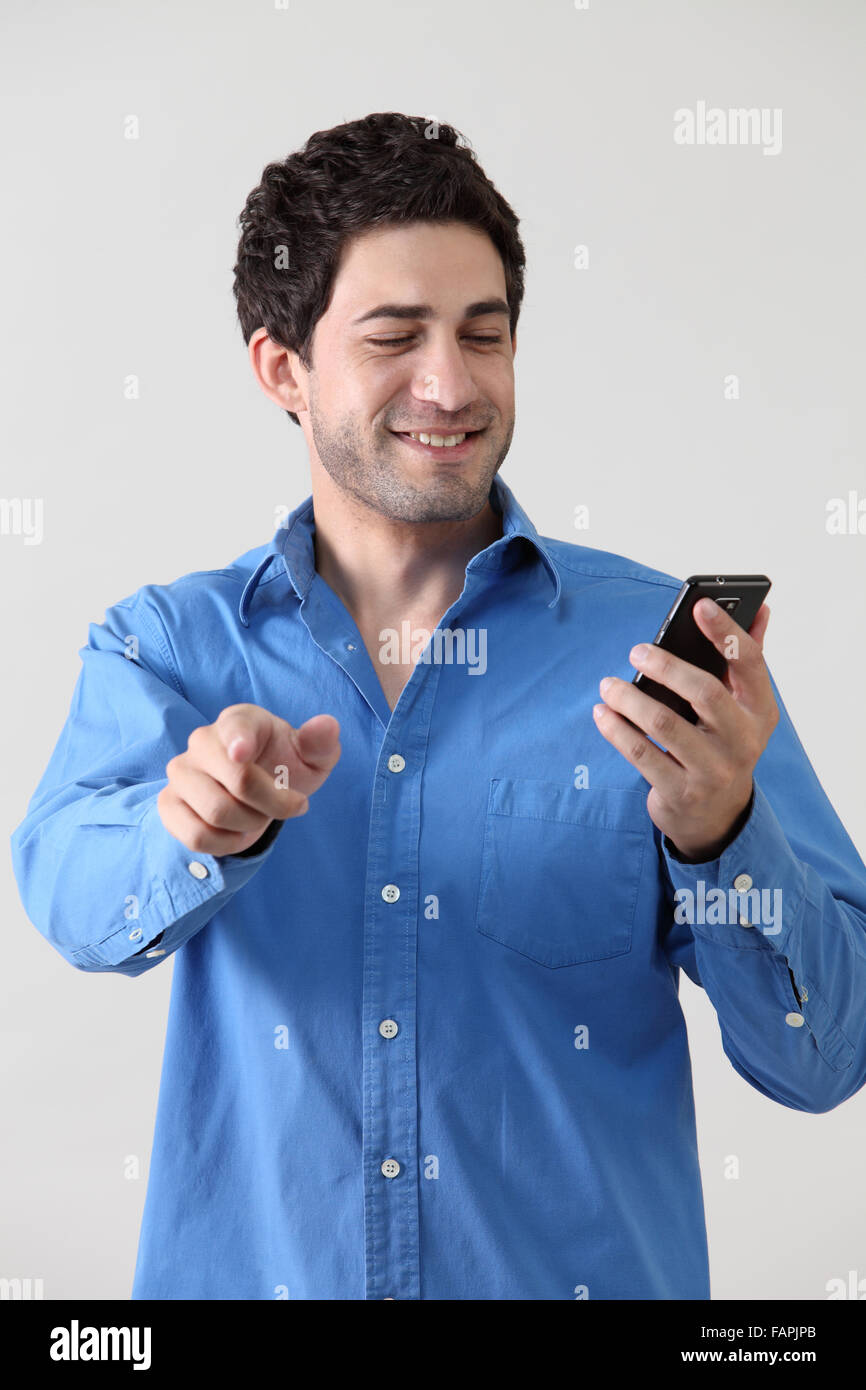 man using his mobile phone Stock Photo - Alamy