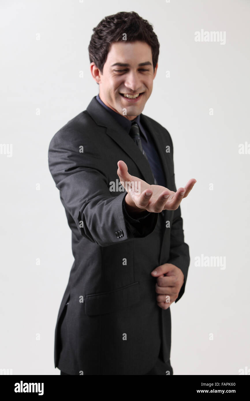 man looking at his palm wide open Stock Photo - Alamy