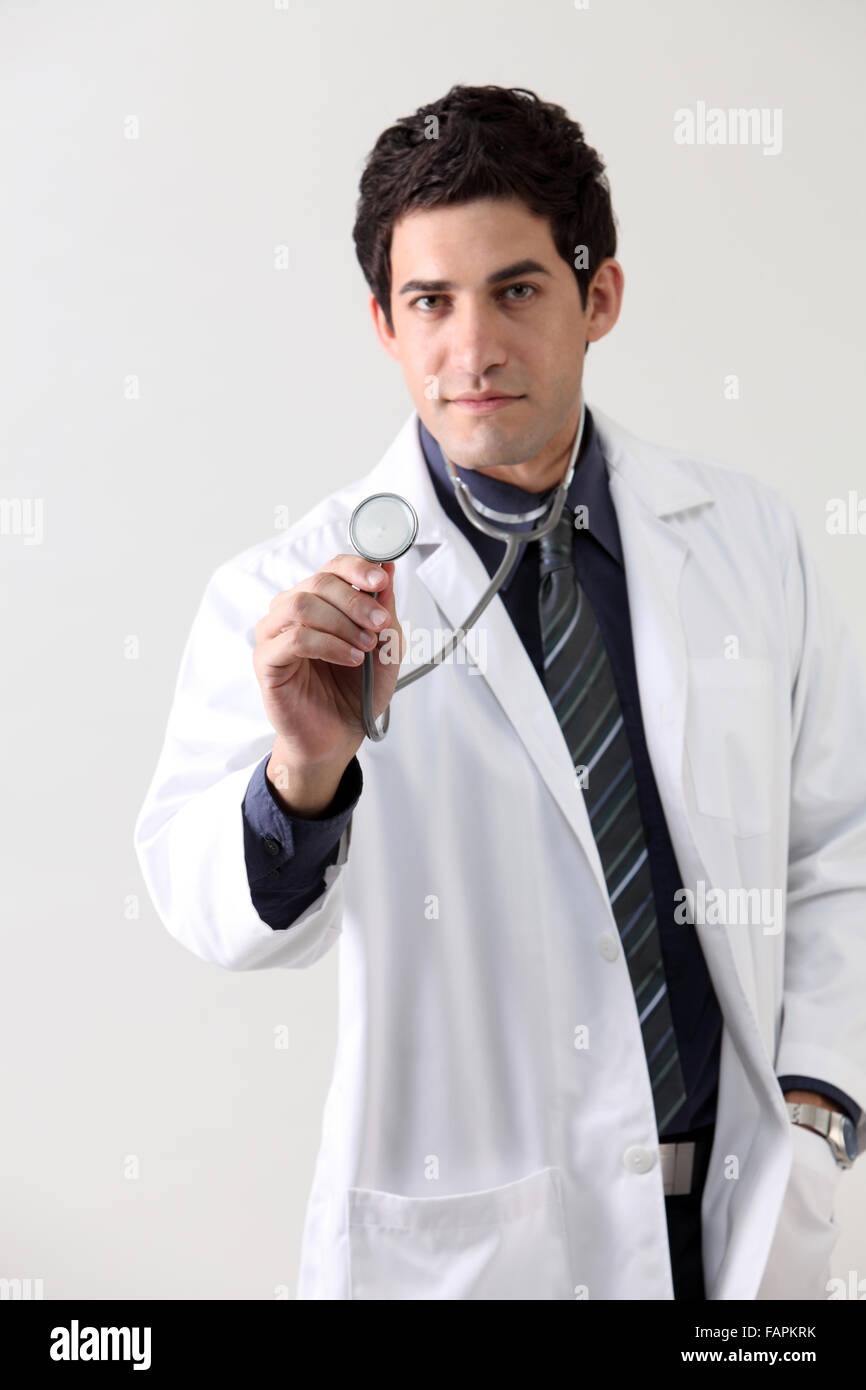 Confident doctor portrait in white background Stock Photo - Alamy