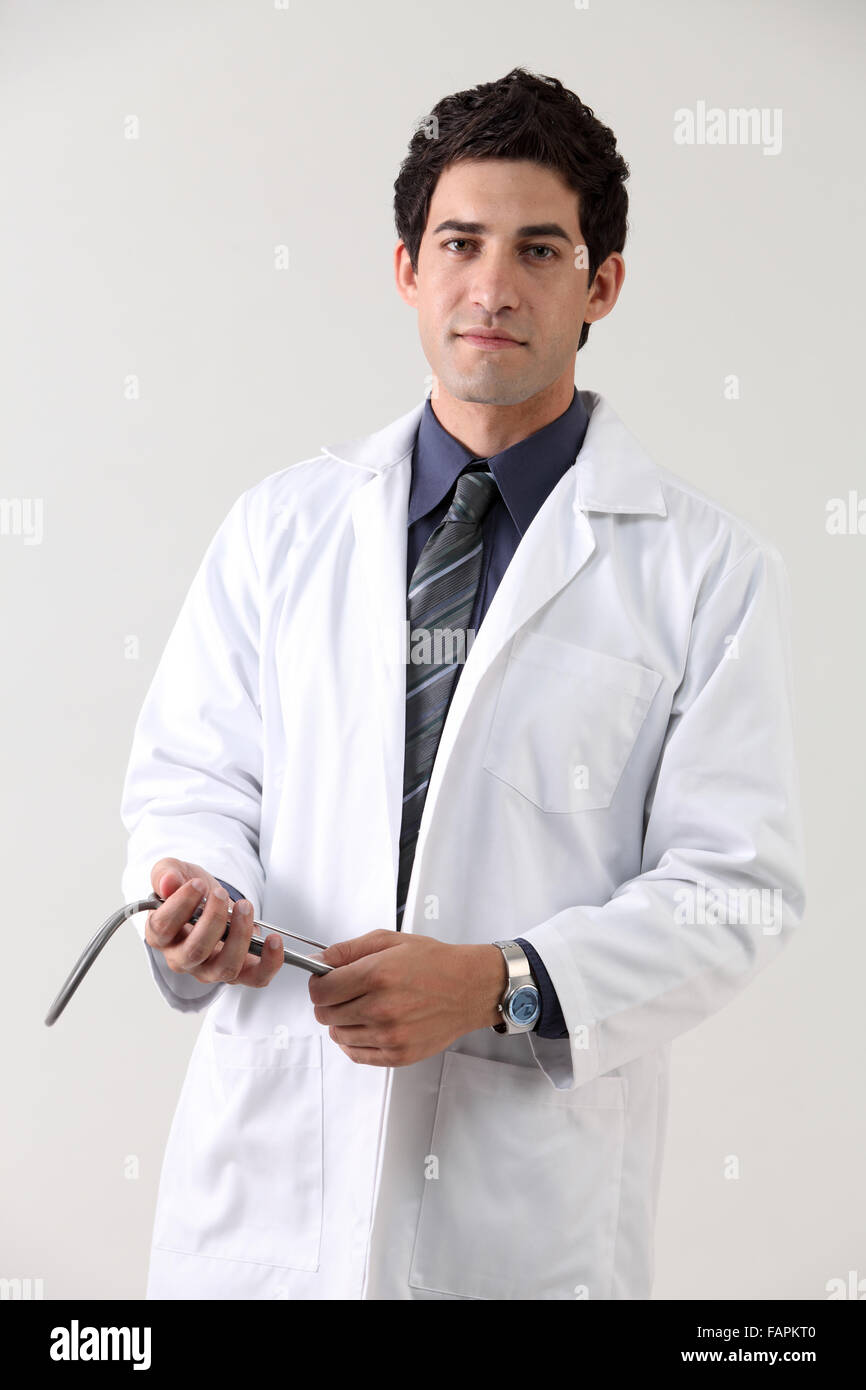 Confident doctor portrait in white background Stock Photo - Alamy