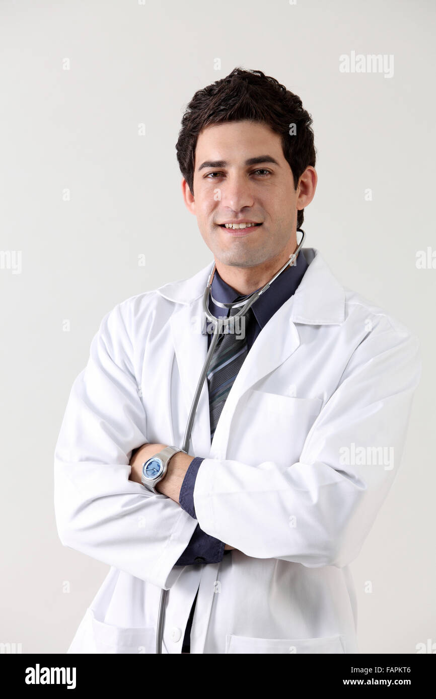 Confident doctor portrait in white background Stock Photo - Alamy
