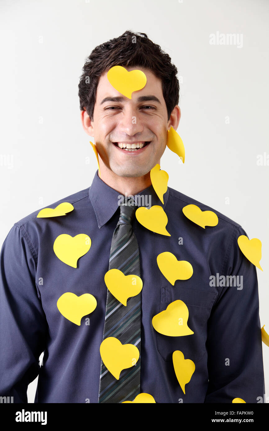Man covered in heart shape adhesive notes Stock Photo - Alamy Man covered in heart shape adhesive notes Stock Photo - Alamy