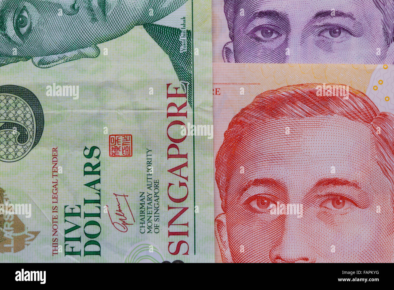 Detail of Singapore banknotes , close-up Stock Photo - Alamy