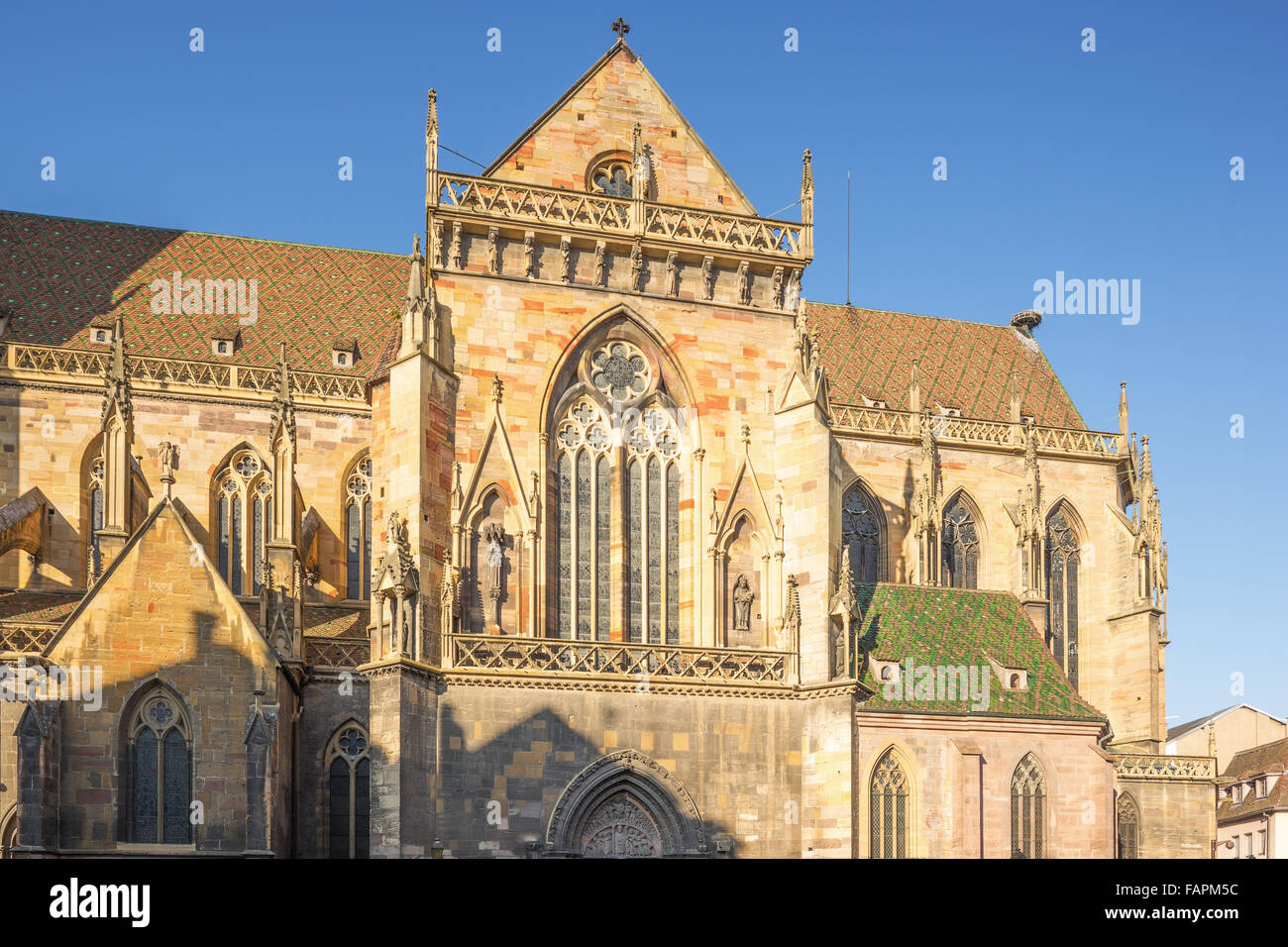 Coloured tile roof of the St Martin church in Colmar Stock Photo - Alamy