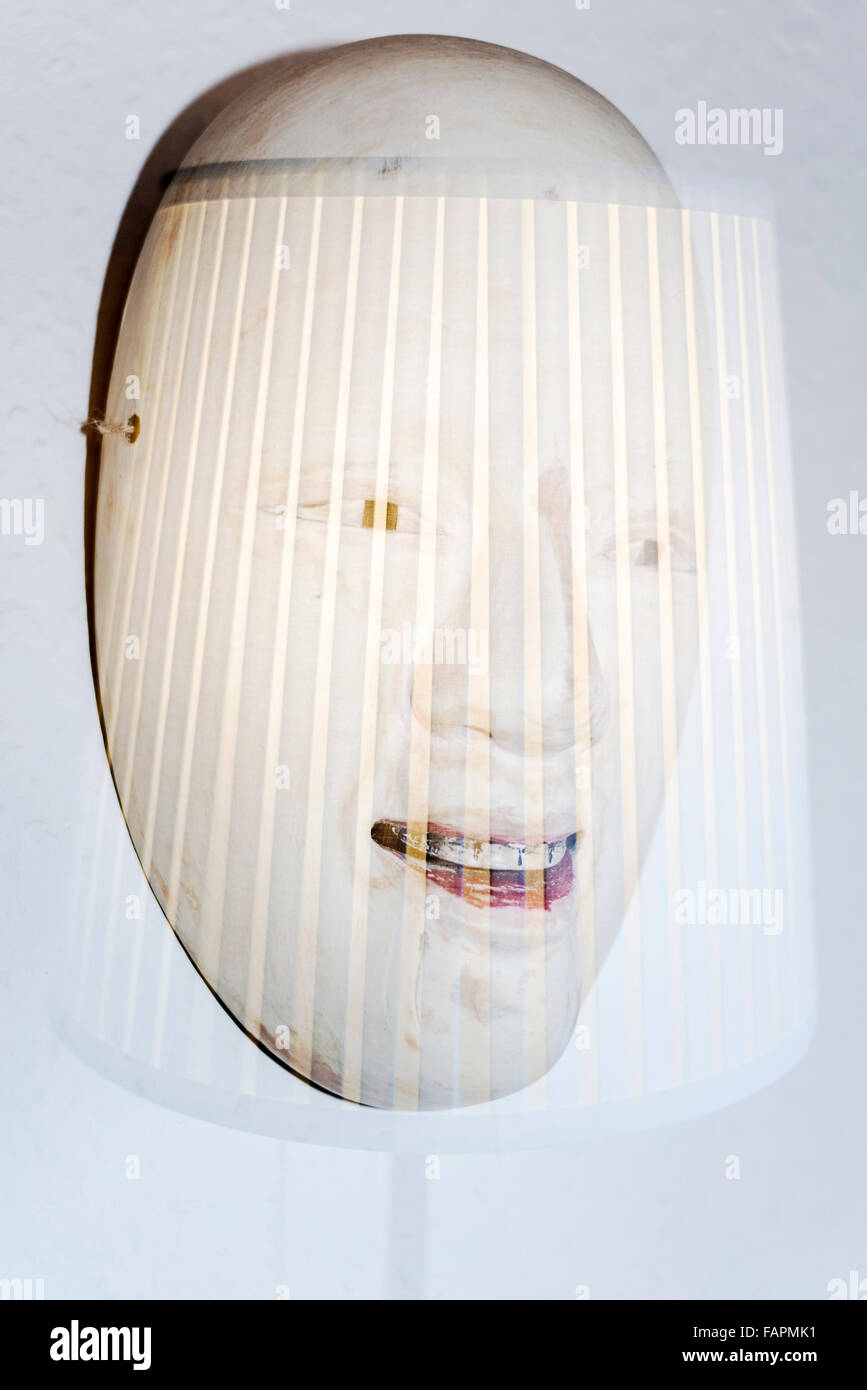 Double exposure blending Noh mask adn lampshade Stock Photo - Alamy