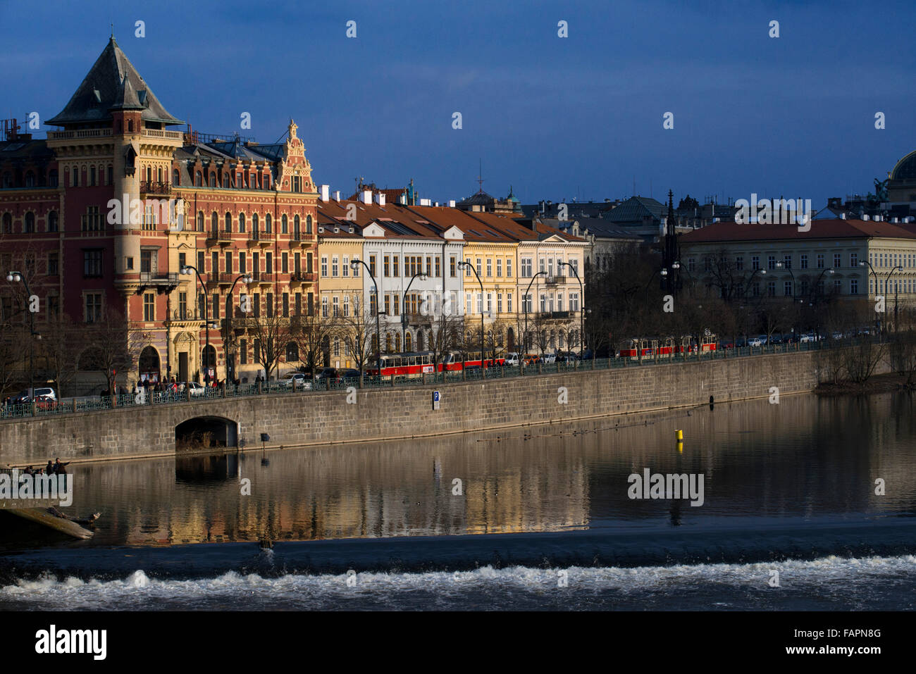 Images of the Vltava River as it passes through the Charles Bridge in ...
