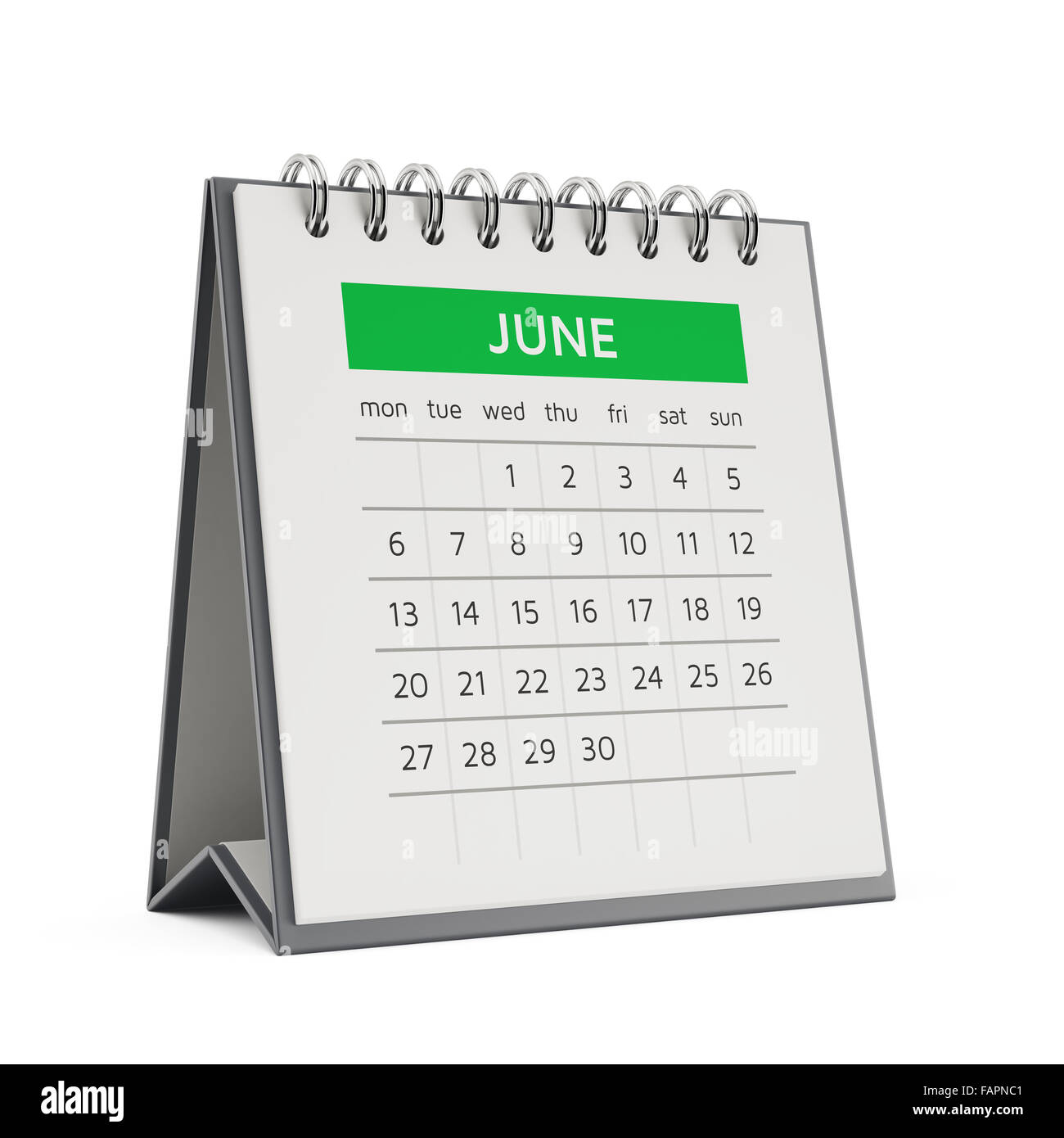 3d june desktop calendar with soft shadow isolated on white background ...