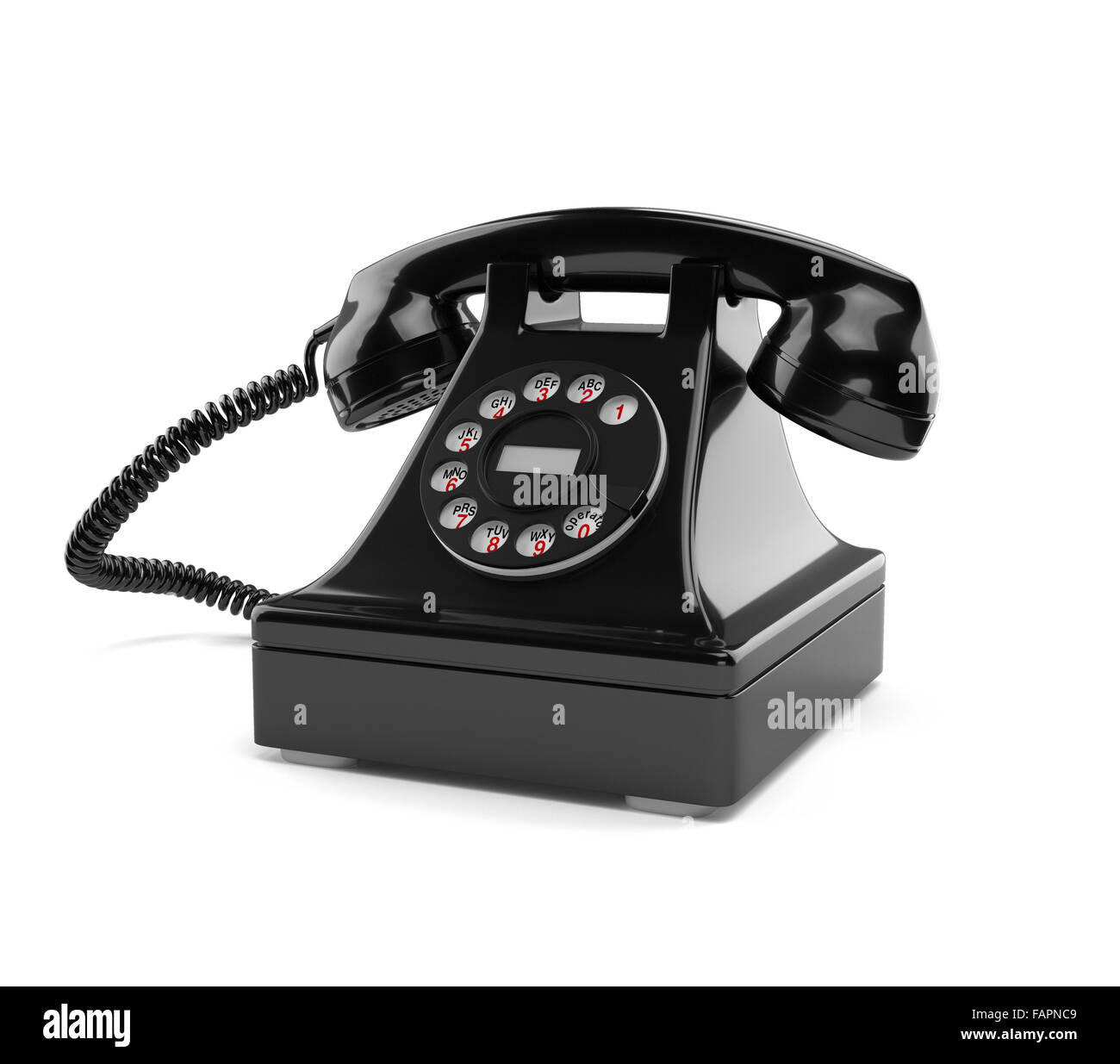 3d illustration of black old-fashioned phone isolated on white ...