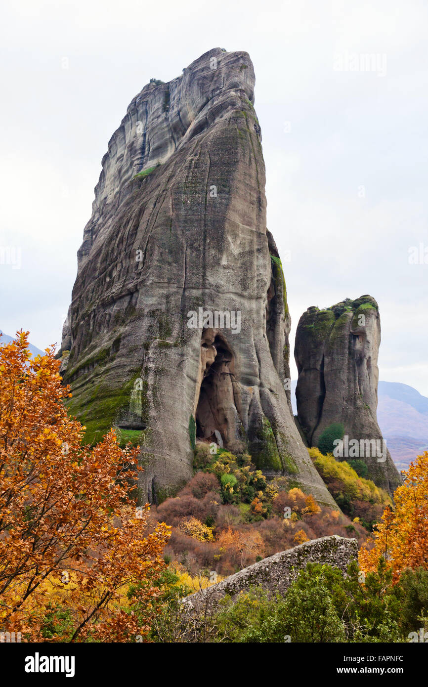 Greek monasteries surrounded by cliffs in Meteora, Greece Stock Photo ...