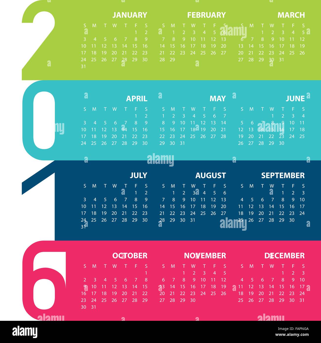 Simple calendar 2016 calendar template hi-res stock photography and ...