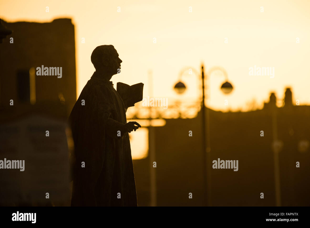 Aberystwyth Wales UK Sunday 03 January 2016 Sundown behind the ...