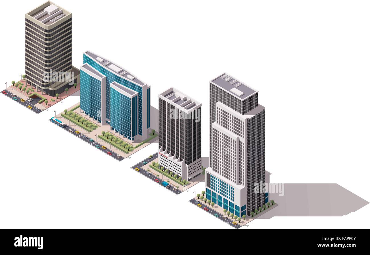 Vector isometric buildings set Stock Vector Image & Art - Alamy