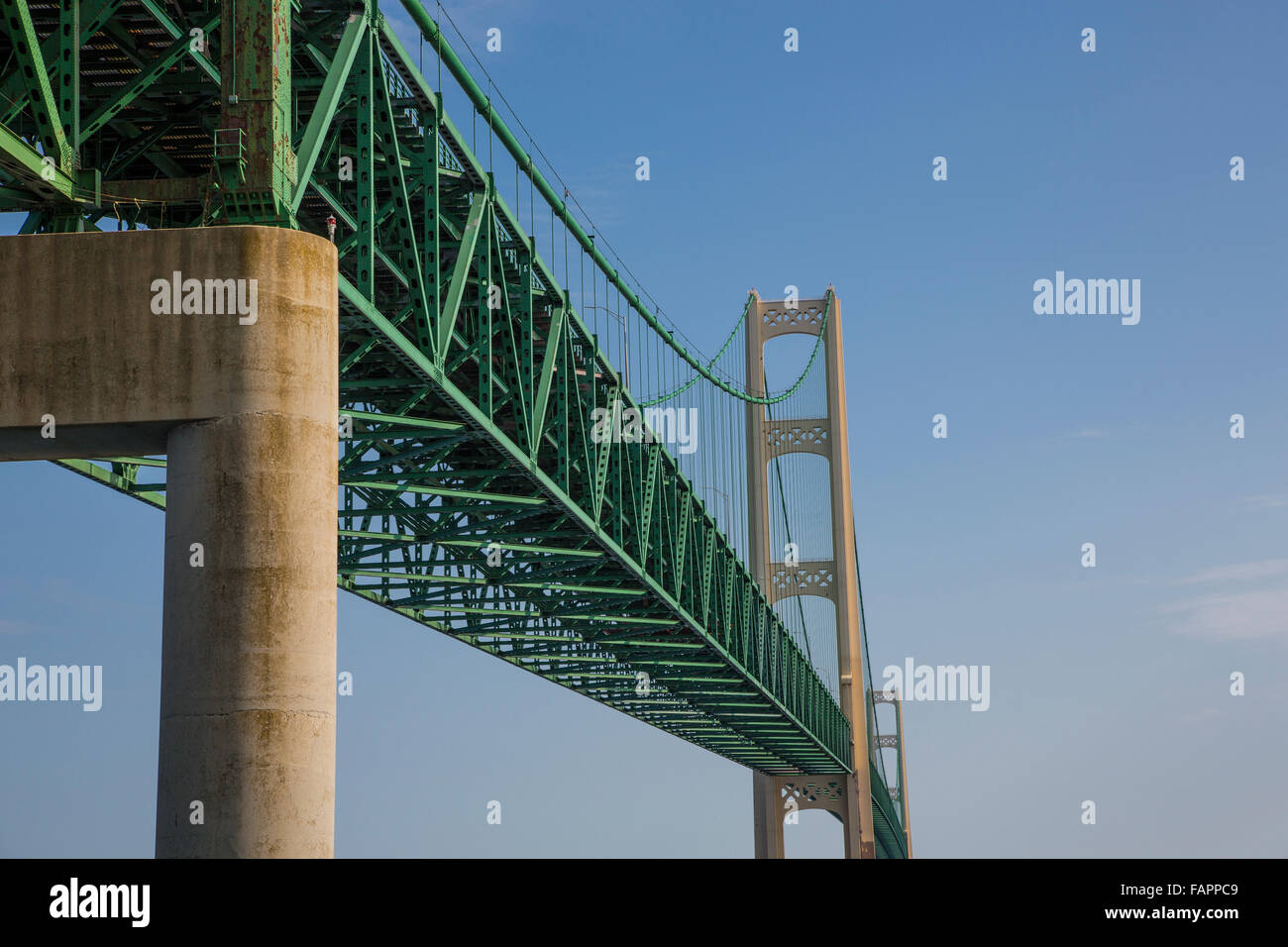 The Mackinac Suspension Bridge opened in 1957 over the Straits of ...