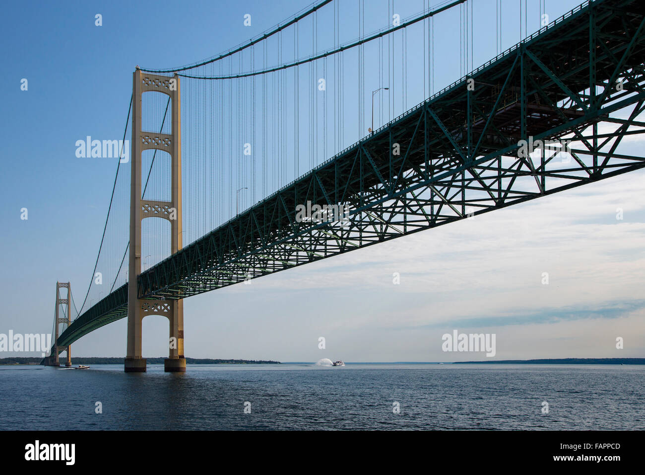 The Mackinac Suspension Bridge opened in 1957 over the Straits of ...