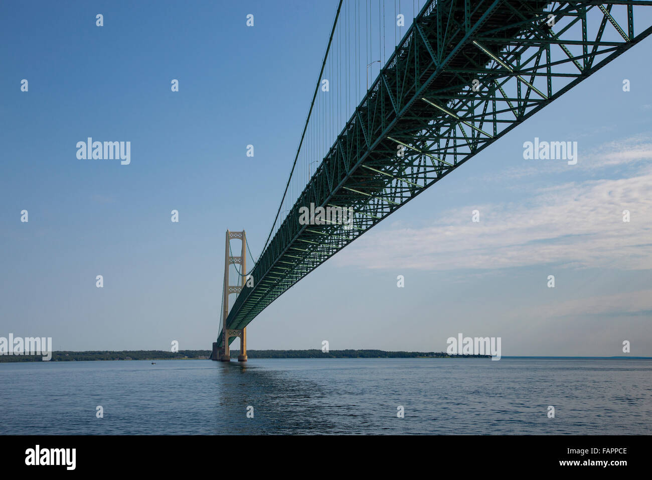 The Mackinac Suspension Bridge opened in 1957 over the Straits of ...