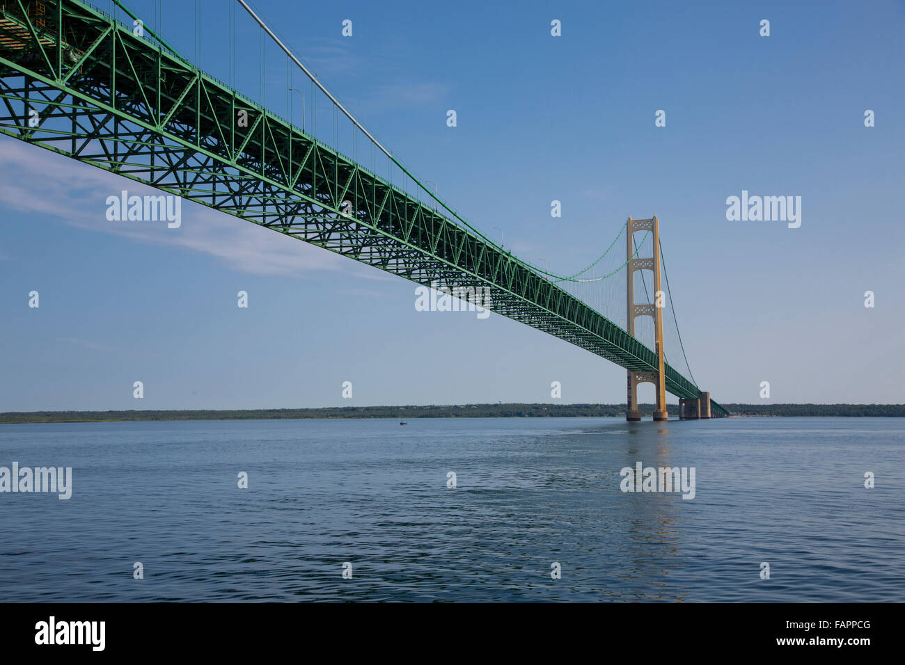 The Mackinac Suspension Bridge opened in 1957 over the Straits of ...