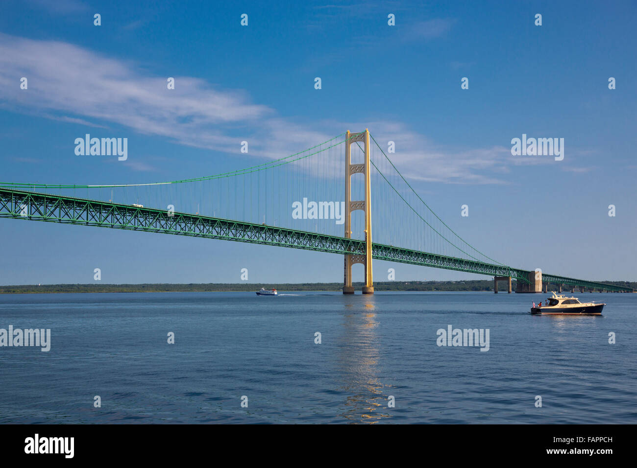 The Mackinac Suspension Bridge opened in 1957 over the Straits of ...