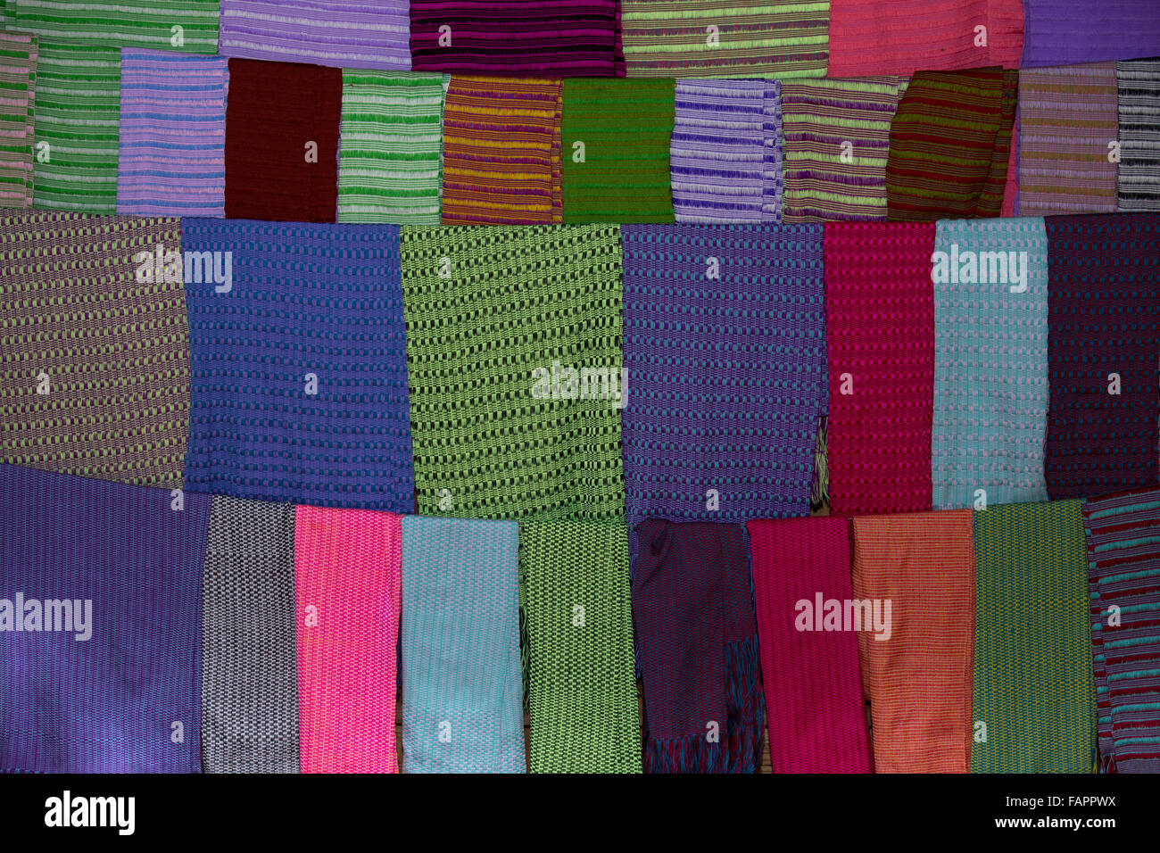 Hand woven scarves at a workshop at Inle Lake in Myanmar (Burma ...