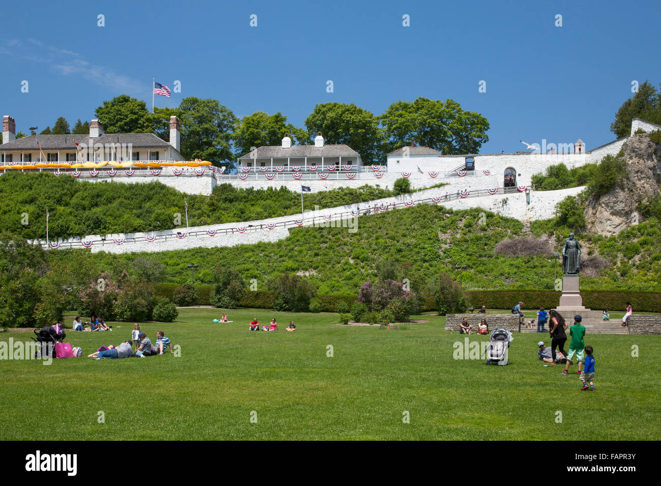 Historic Fort Mackinac on the resort island of Mackinac Island in ...