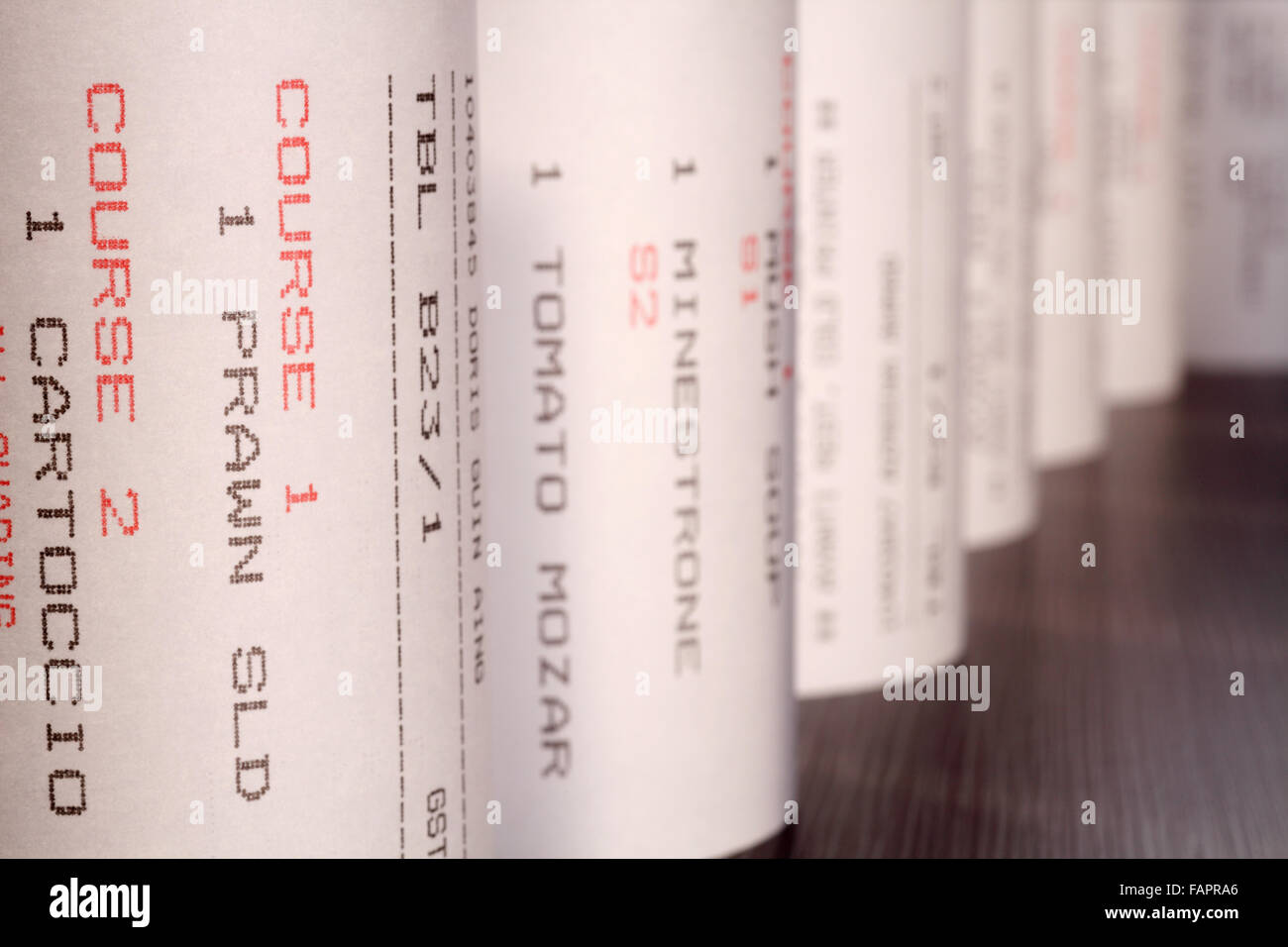 stock image of the receipt arranged in a row Stock Photo - Alamy