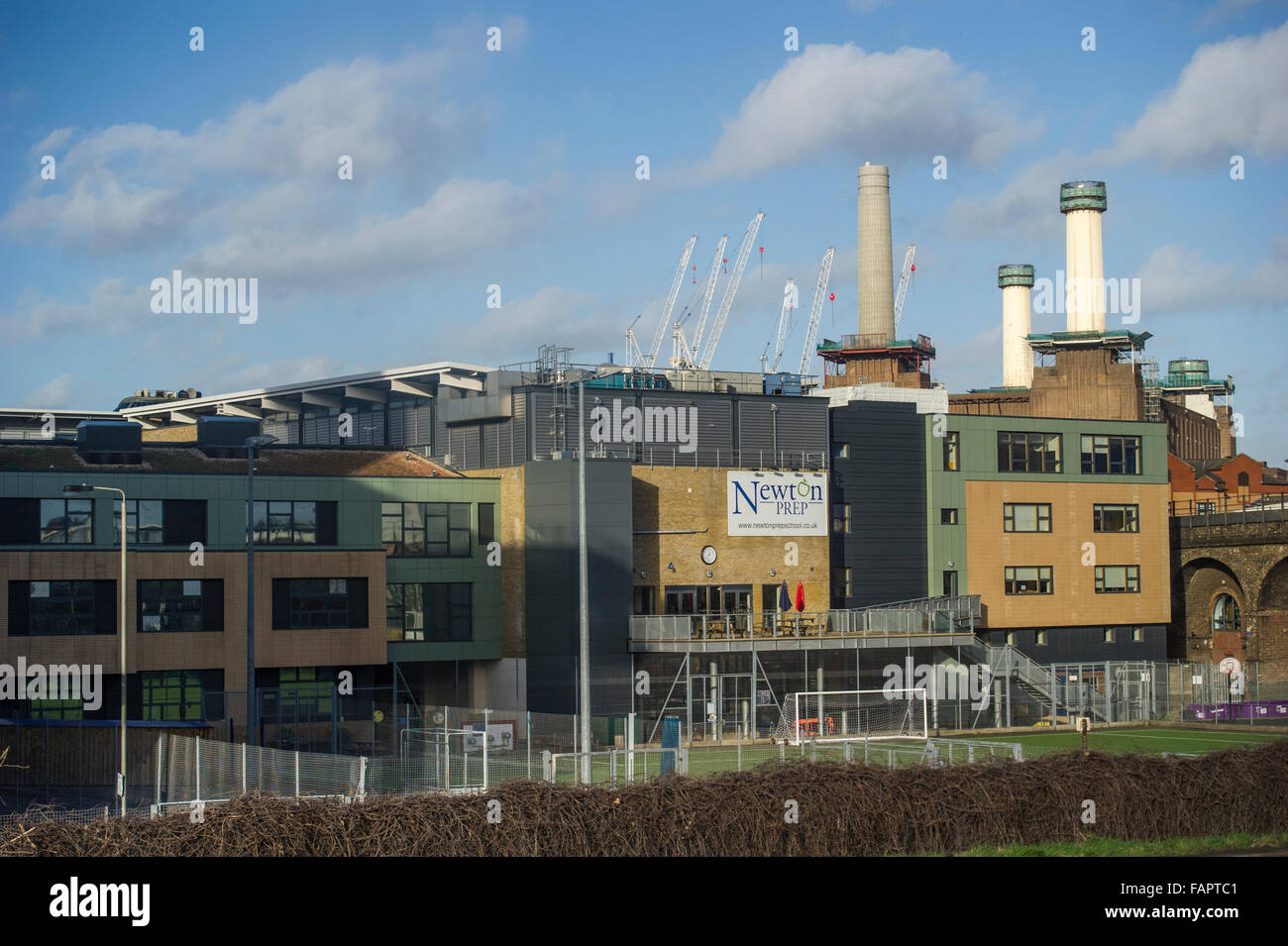 Newton preparatory school in London with Battersea Power Station in the ...