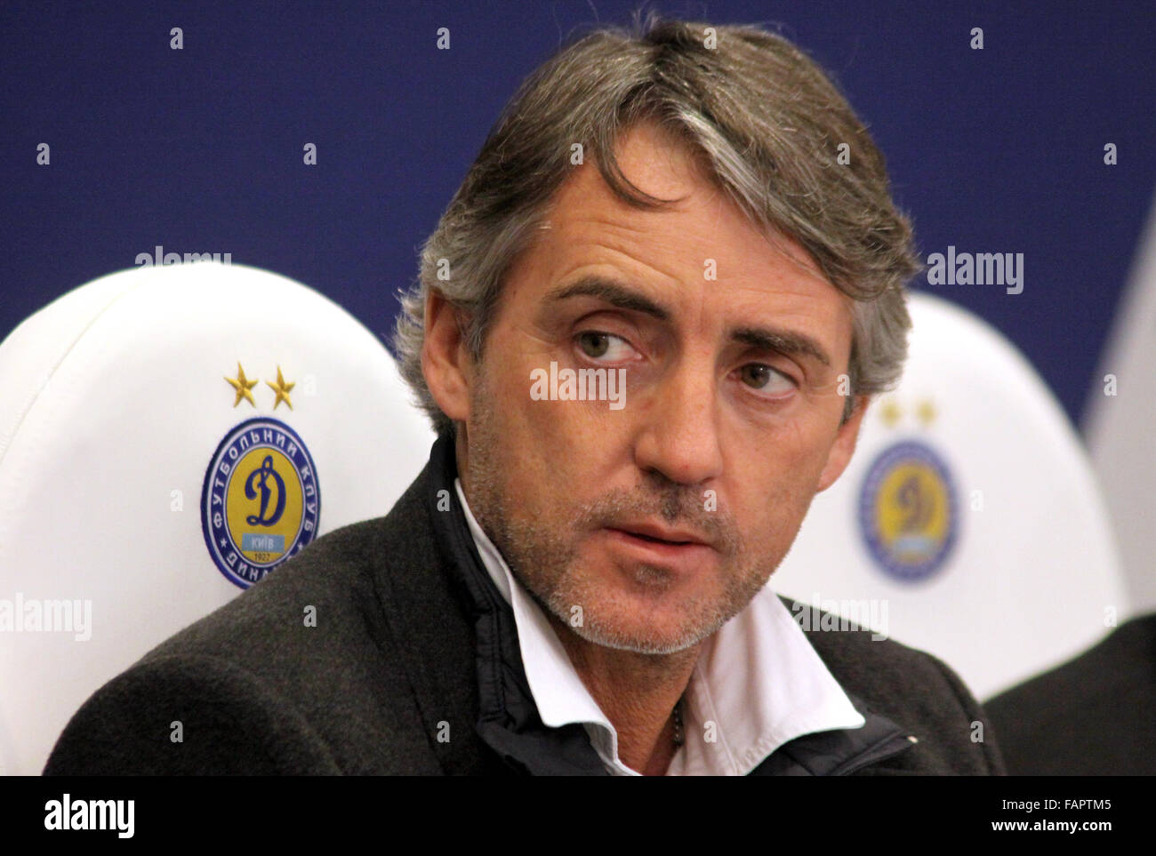 KYIV, UKRAINE - MARCH 9: FC Manchester City manager Roberto Mancini ...