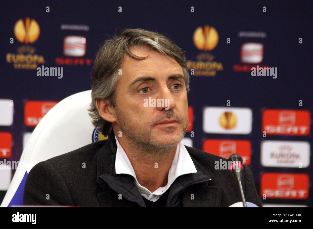KYIV, UKRAINE - MARCH 9: FC Manchester City manager Roberto Mancini ...