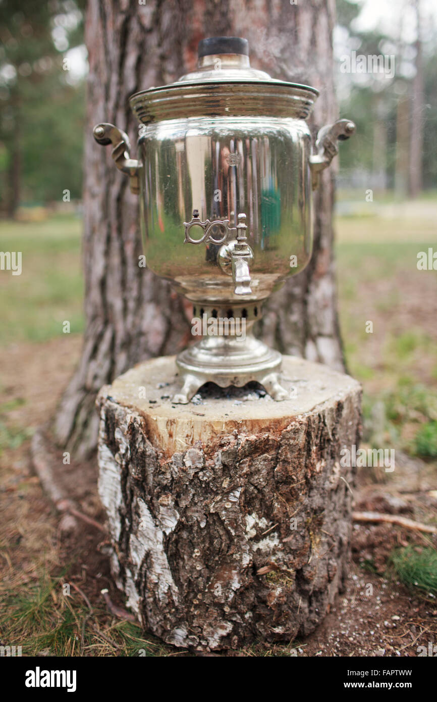 Russian tea pot. Outdoor shoot Stock Photo - Alamy