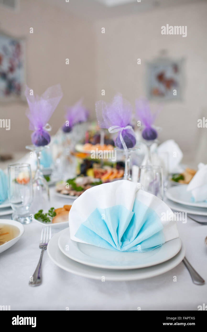 beautiful tables set for wedding Stock Photo - Alamy