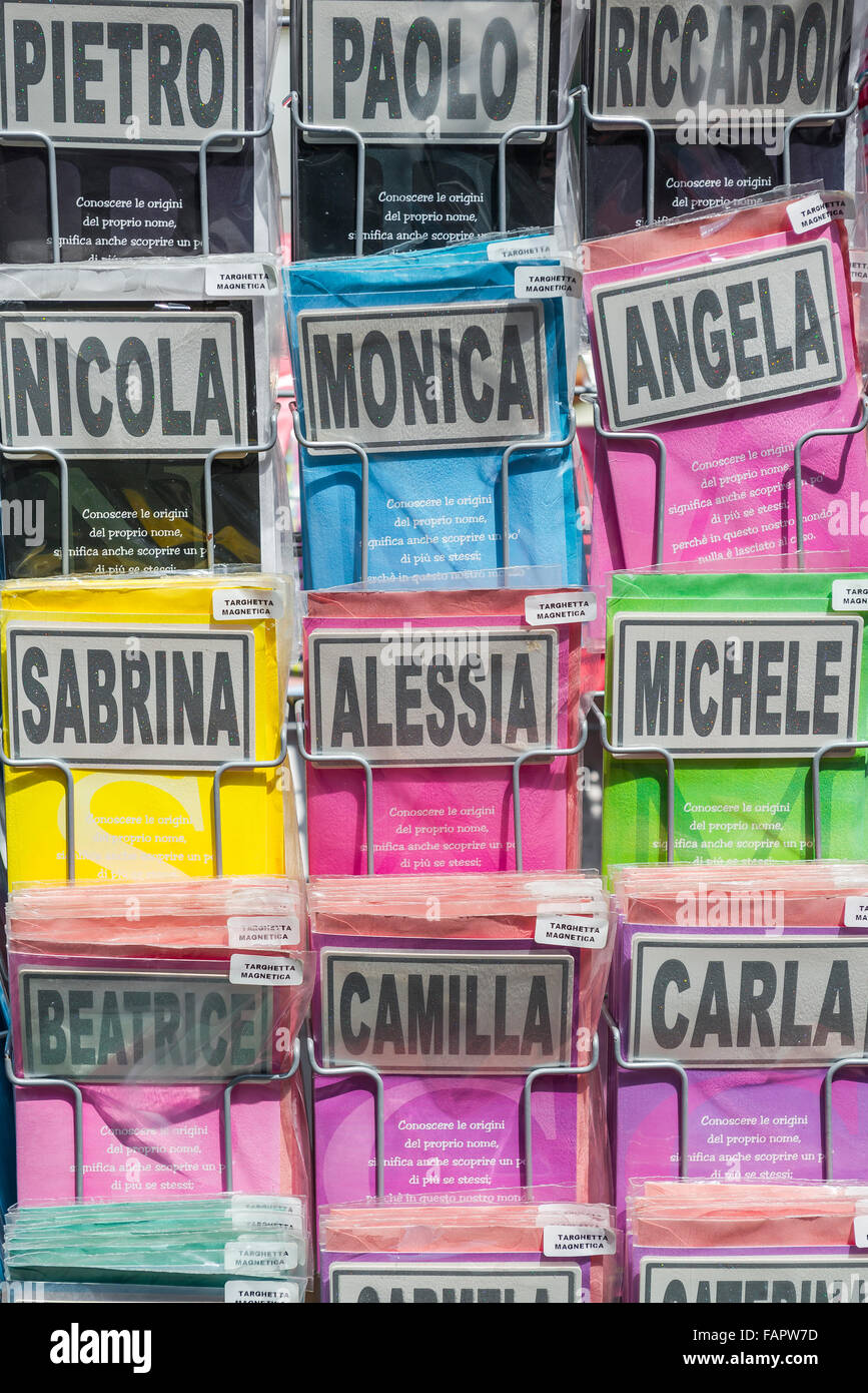Italian names,view of a a display of Italian children's birthday cards ...