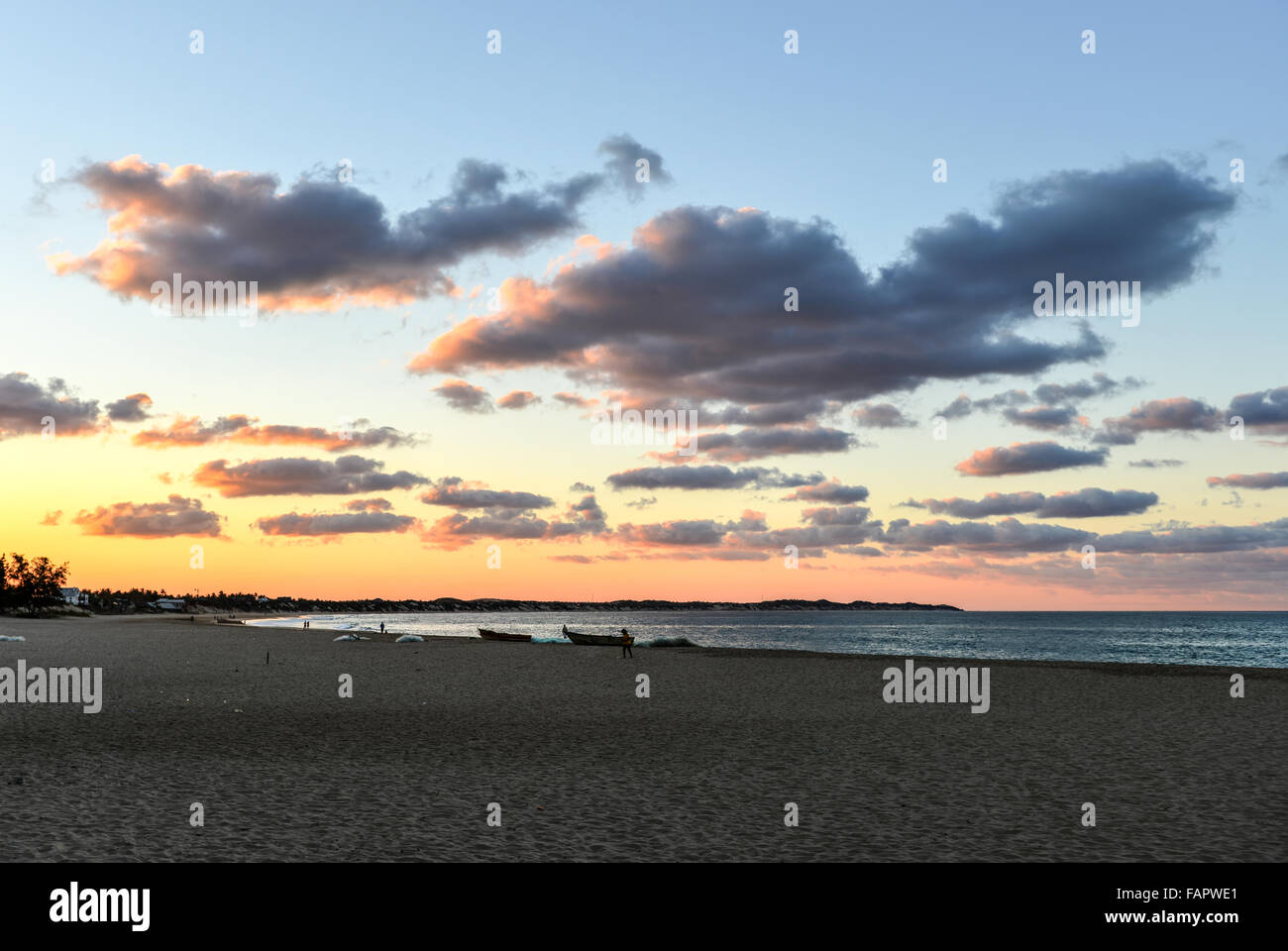 Tofo Beach at sunset in Mozambique. Tofo Beach is the dive capital of ...