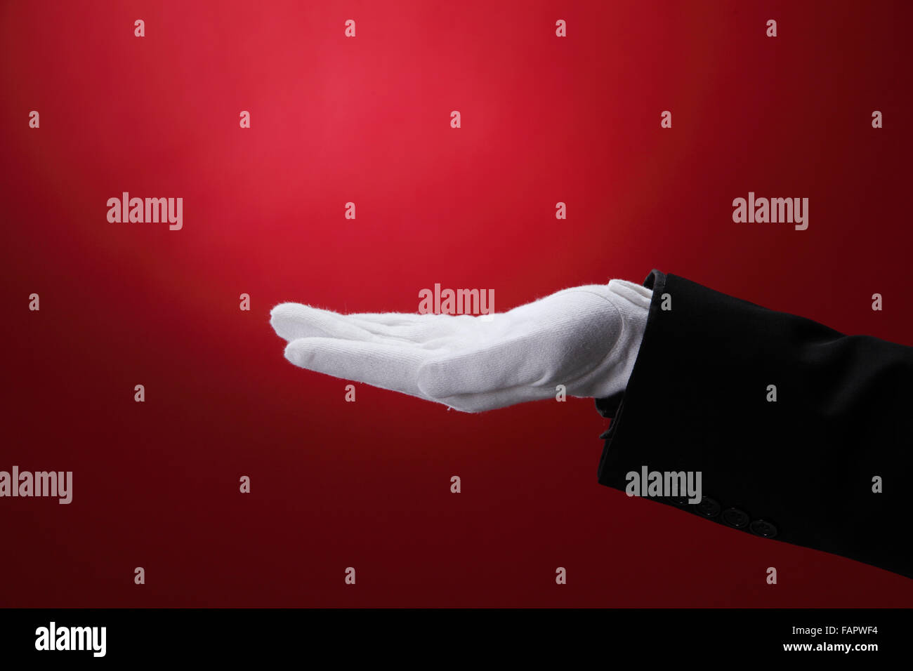 side view of the hand with white glove Stock Photo - Alamy