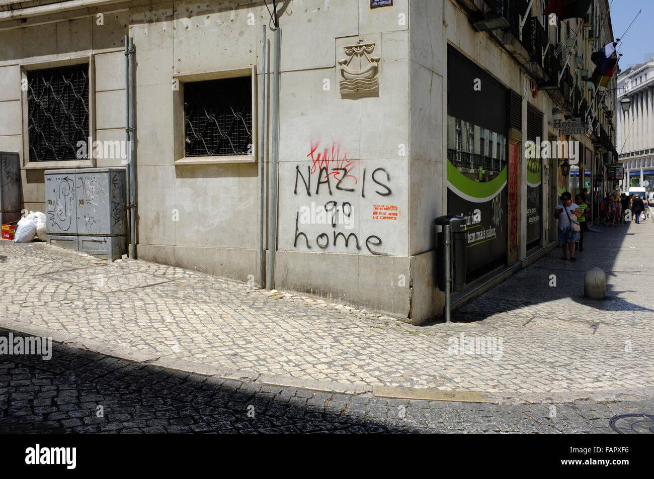 'Nazis go home' graffiti on wall in Lisbon Stock Photo - Alamy