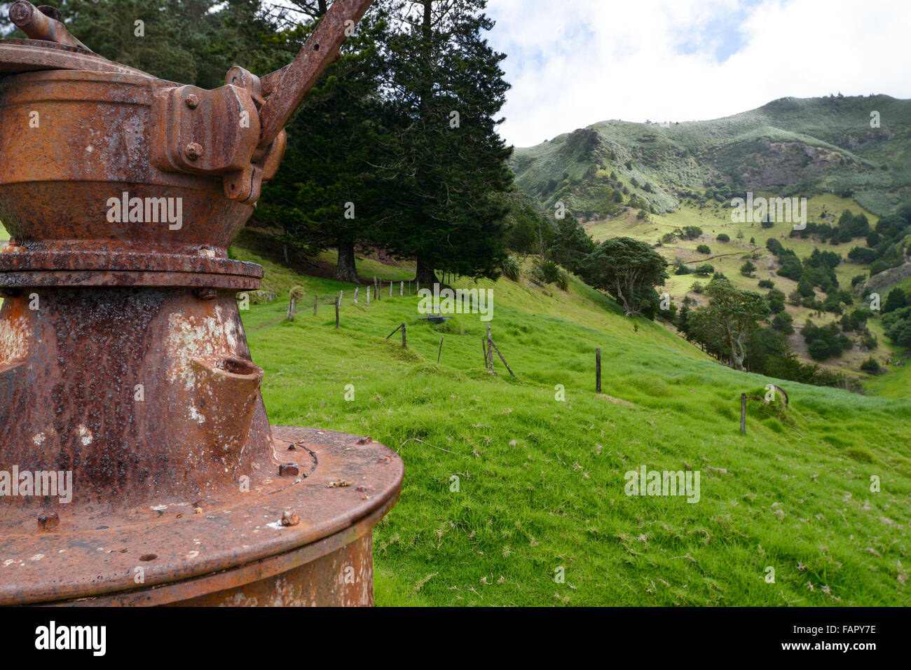 St Helena south Atlantic ocean countryside view with flax mill ...