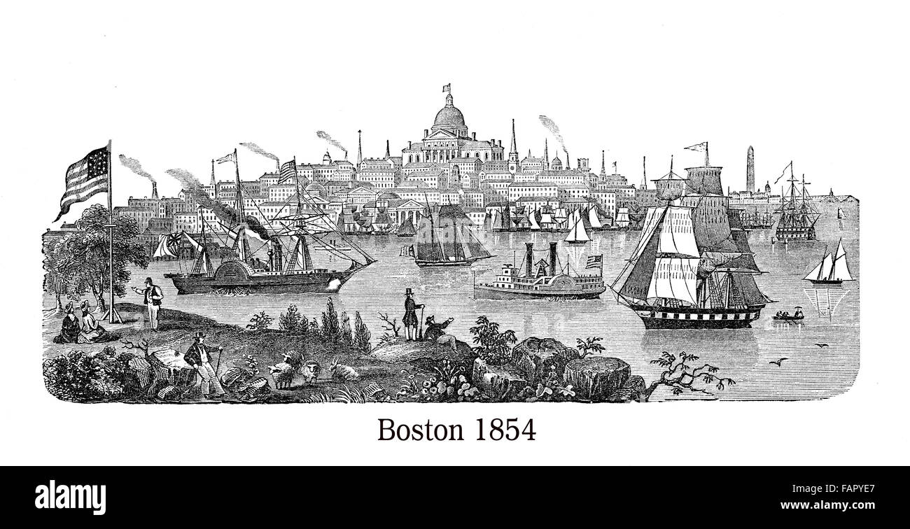 Boston view on 1864, as from heading of Gleason's Pictorial magazine ...