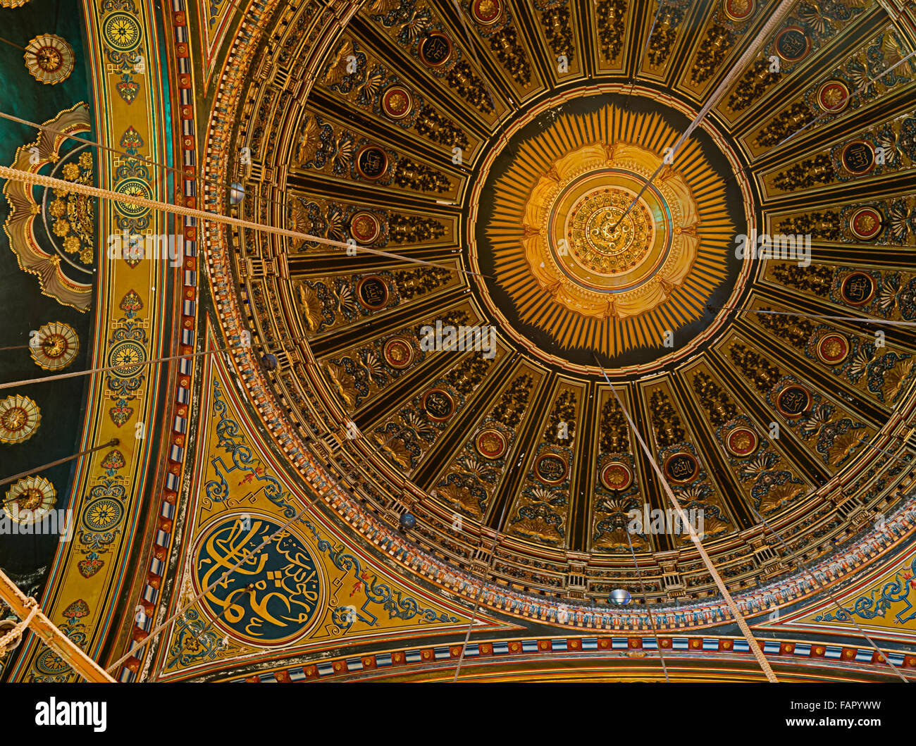 Part of the ornamented ceiling of Muhammad Ali Pasha Mosque Stock Photo ...