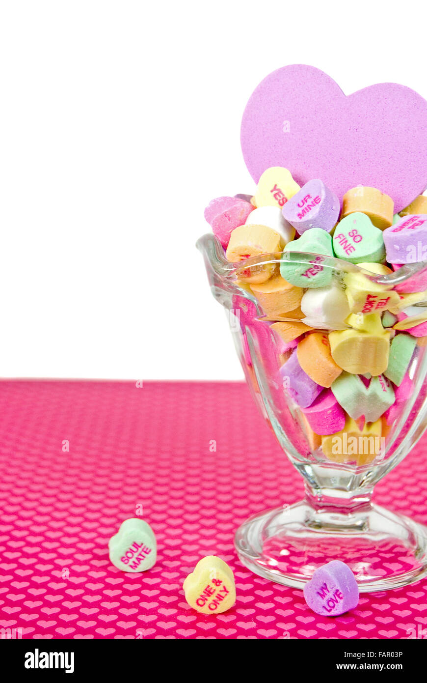 Valentine's day heart candy with pink foam heart in sundae glass Stock ...