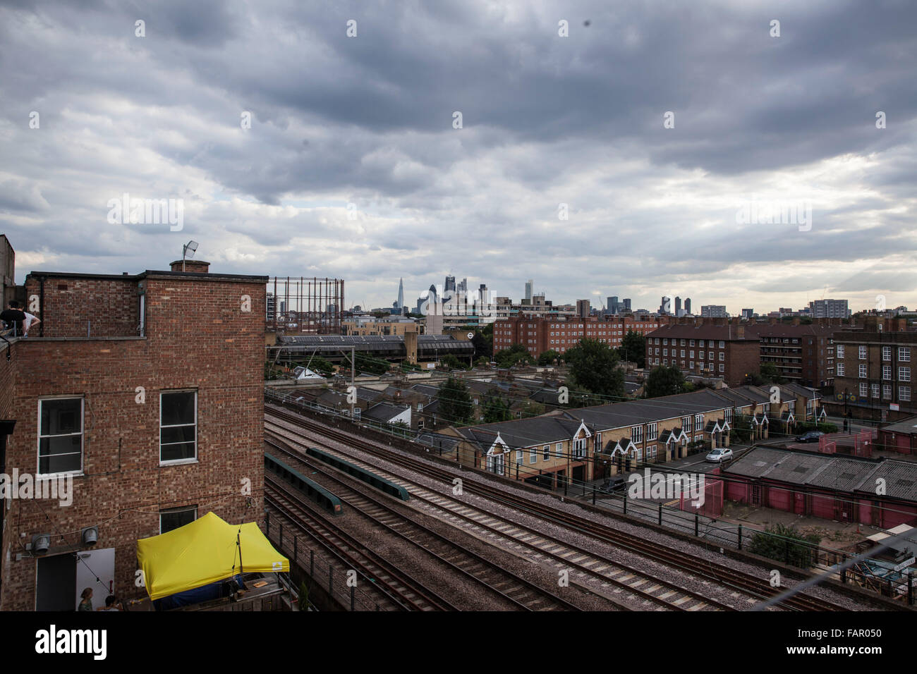View across Hackney, east London from the roof of Netil House Stock ...