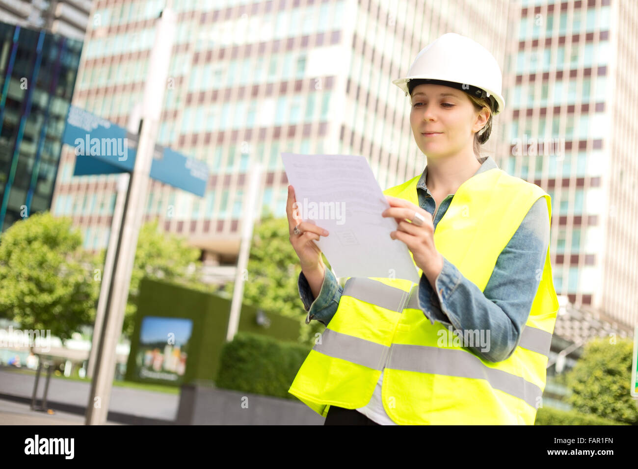 construction worker reading a document Stock Photo - Alamy
