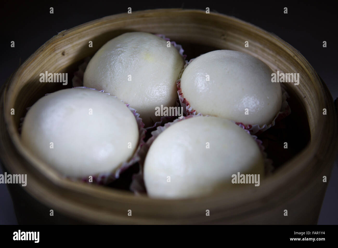 Dim sum filled with sweetened egg yolk served in Yangon, Myanmar (Burma ...