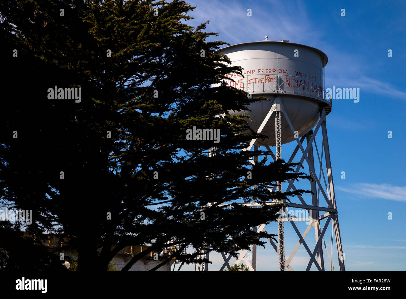 Water tower on Alcatraz Island Stock Photo - Alamy