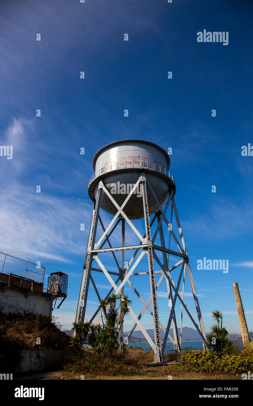 Water tower on Alcatraz Island Stock Photo - Alamy