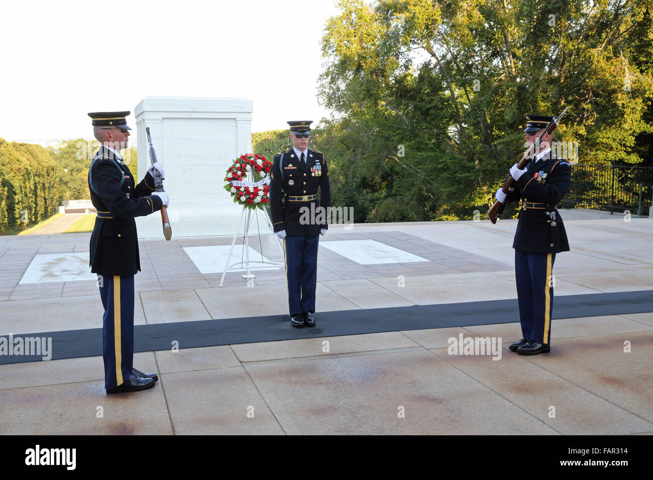 Changing the Guard at the Tomb of the Unknown Soldier in the Arlington ...