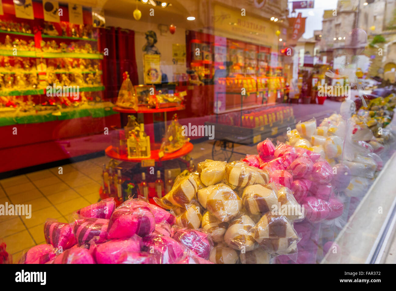 Candy shop window and reflections, Provence, France Stock Photo - Alamy