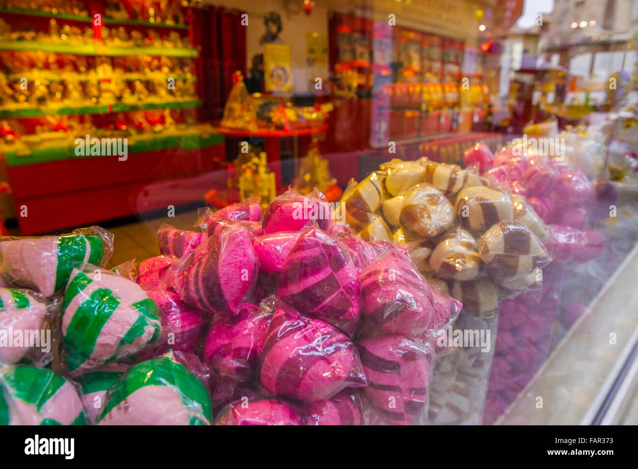 Candy shop window and reflections, Provence, France Stock Photo - Alamy