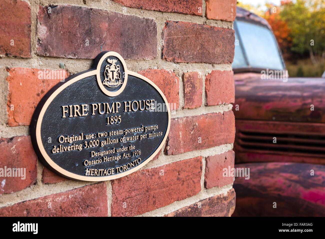 Fire Pump House Plaque at the Distillery district, in Toronto Stock ...