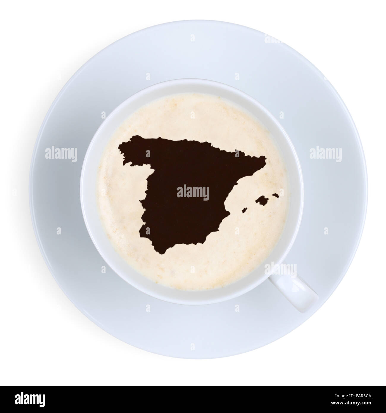 Coffee break in Spain map cup isolated on a white background Stock ...